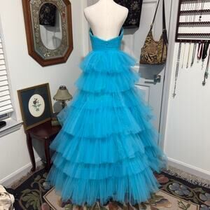 Other | Dresses | Nwot Ashley Lauren Turquoise Blue Tiered Tulle ...